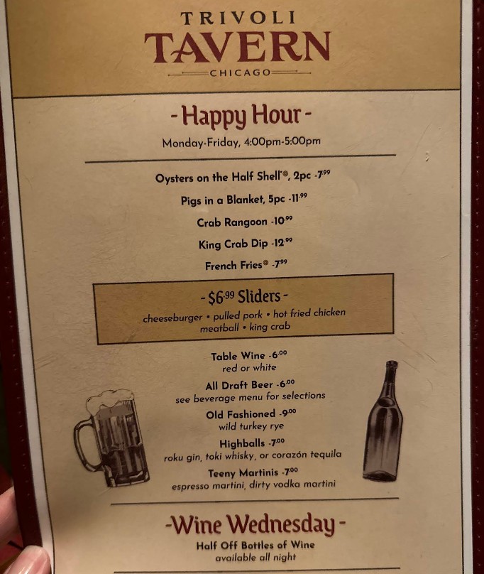 Explore Trivoli Tavern's Menu: Steaks, Oysters & Cocktails in Chicago